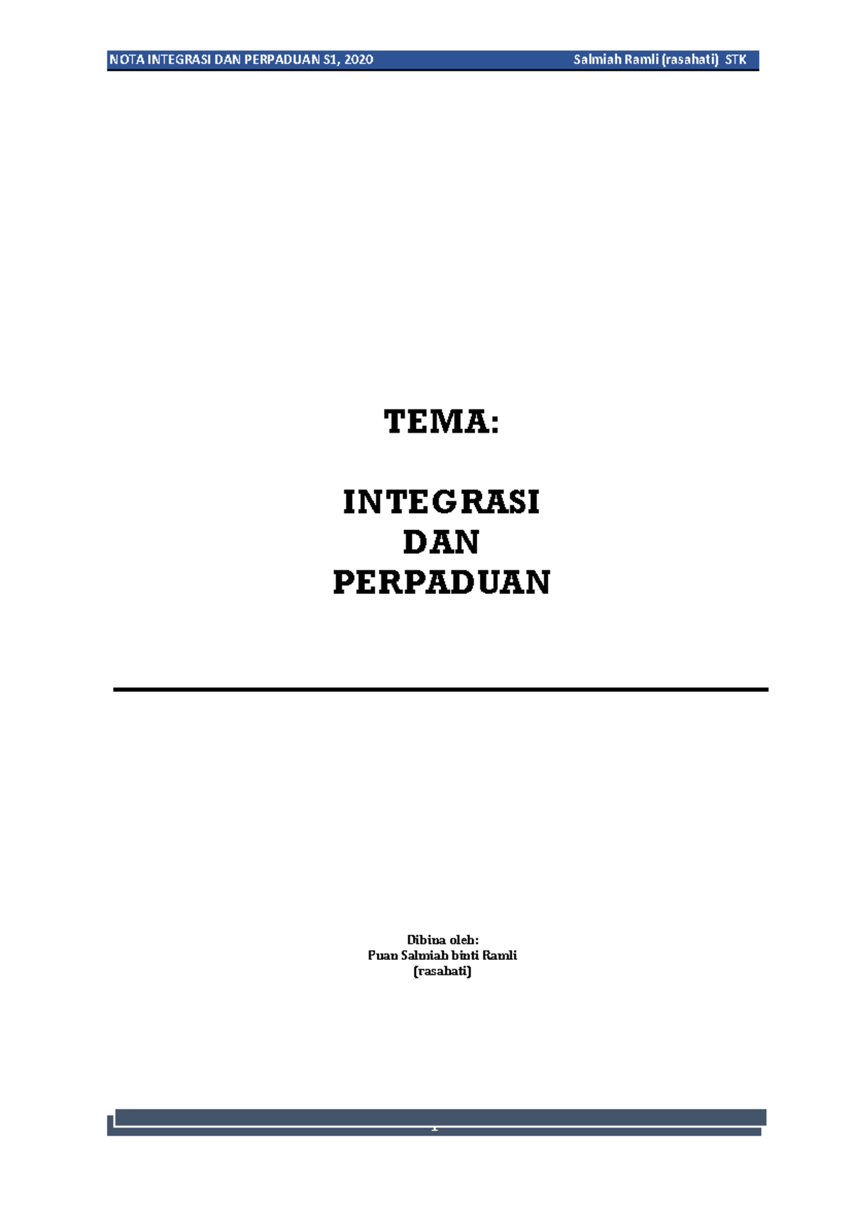 4 Ringkasan Modul ESEI Fokus S1 2020: Integrasi dan Perpaduan Kaum ...