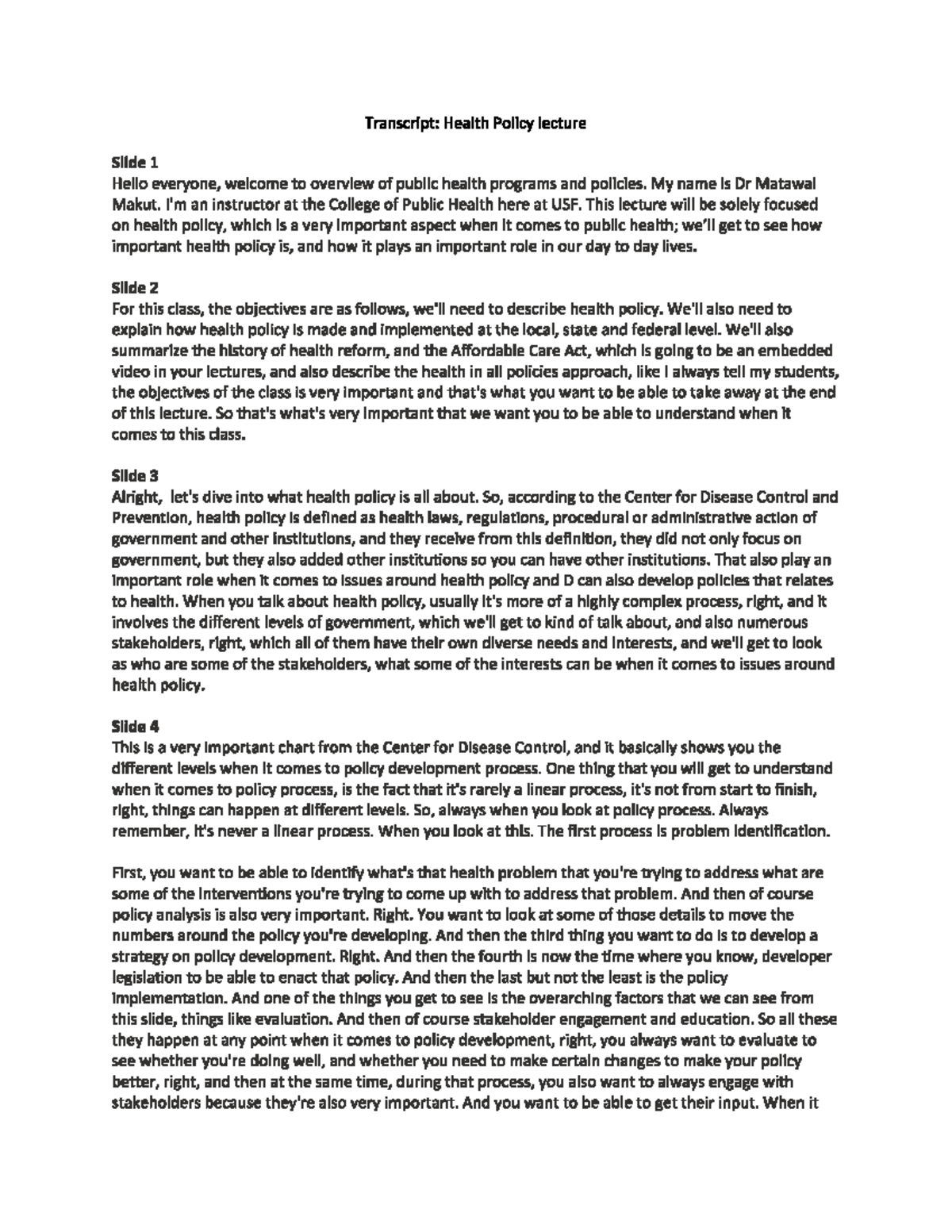 Health Policy Lecture: Overview of Public Health Programs (PH 101 ...