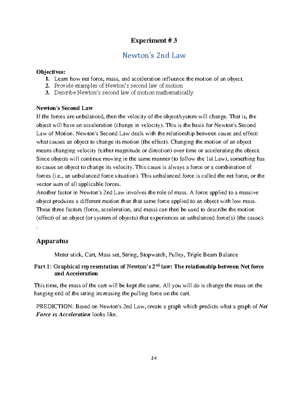 Lab Report: Newton's 2nd Law (PHYS 101) - Force, Mass & Acceleration - Studocu