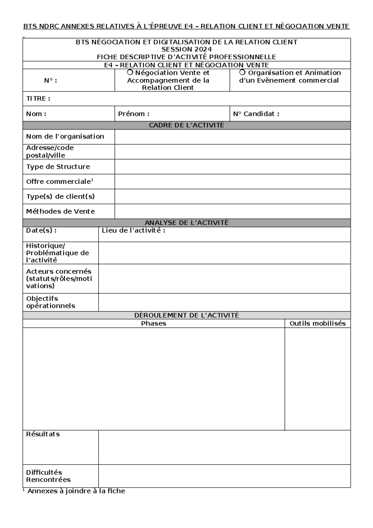 Fiche E4 - Relation Client et Négociation Vente - BTS NDRC 2024 - Studocu