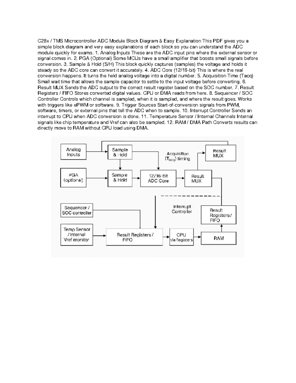 C28x TMS Microcontroller ADC Module Block Diagram Overview - Studocu