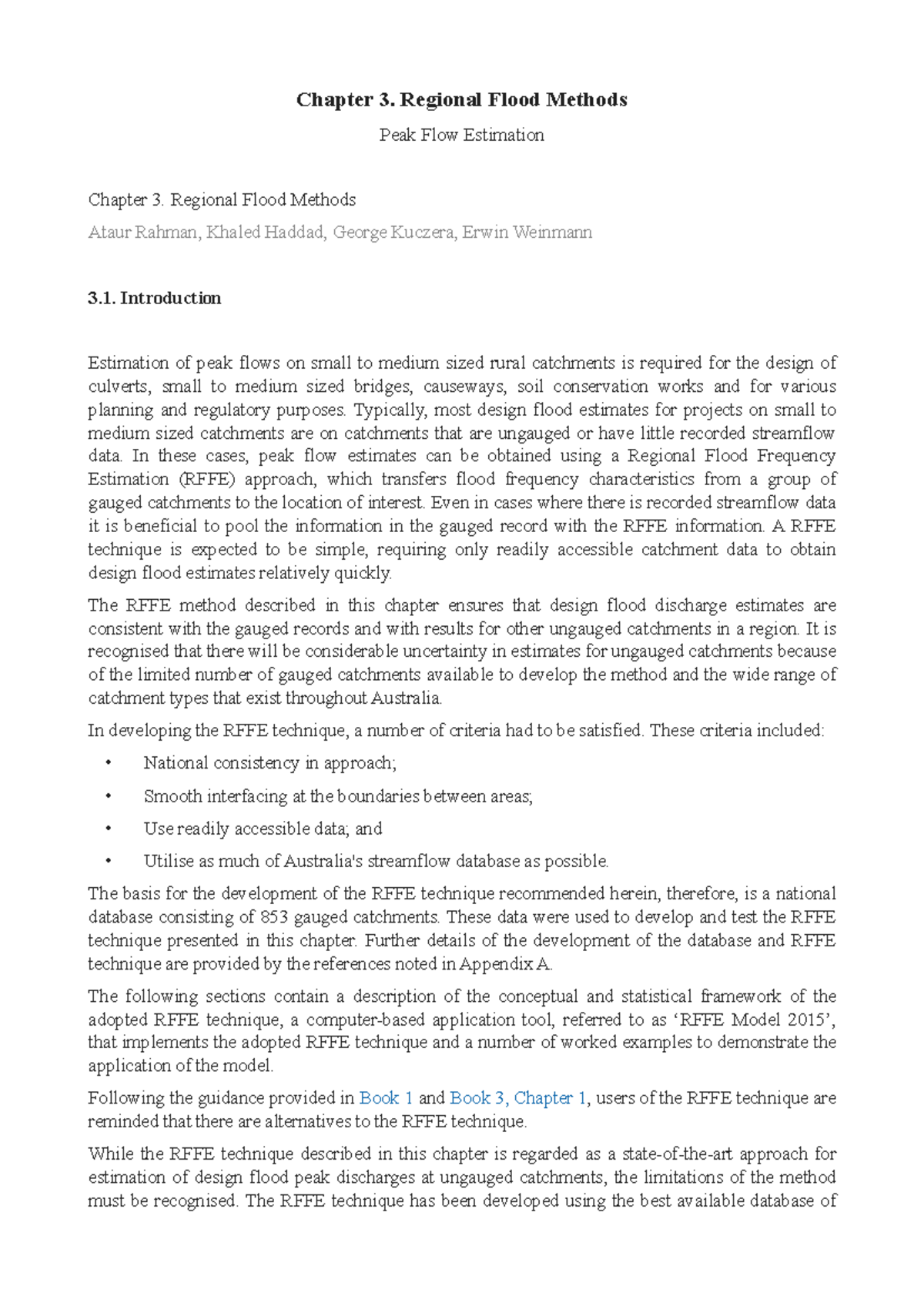Regional Flood Frequency Estimation Techniques - Chapter 3 Analysis - Studocu