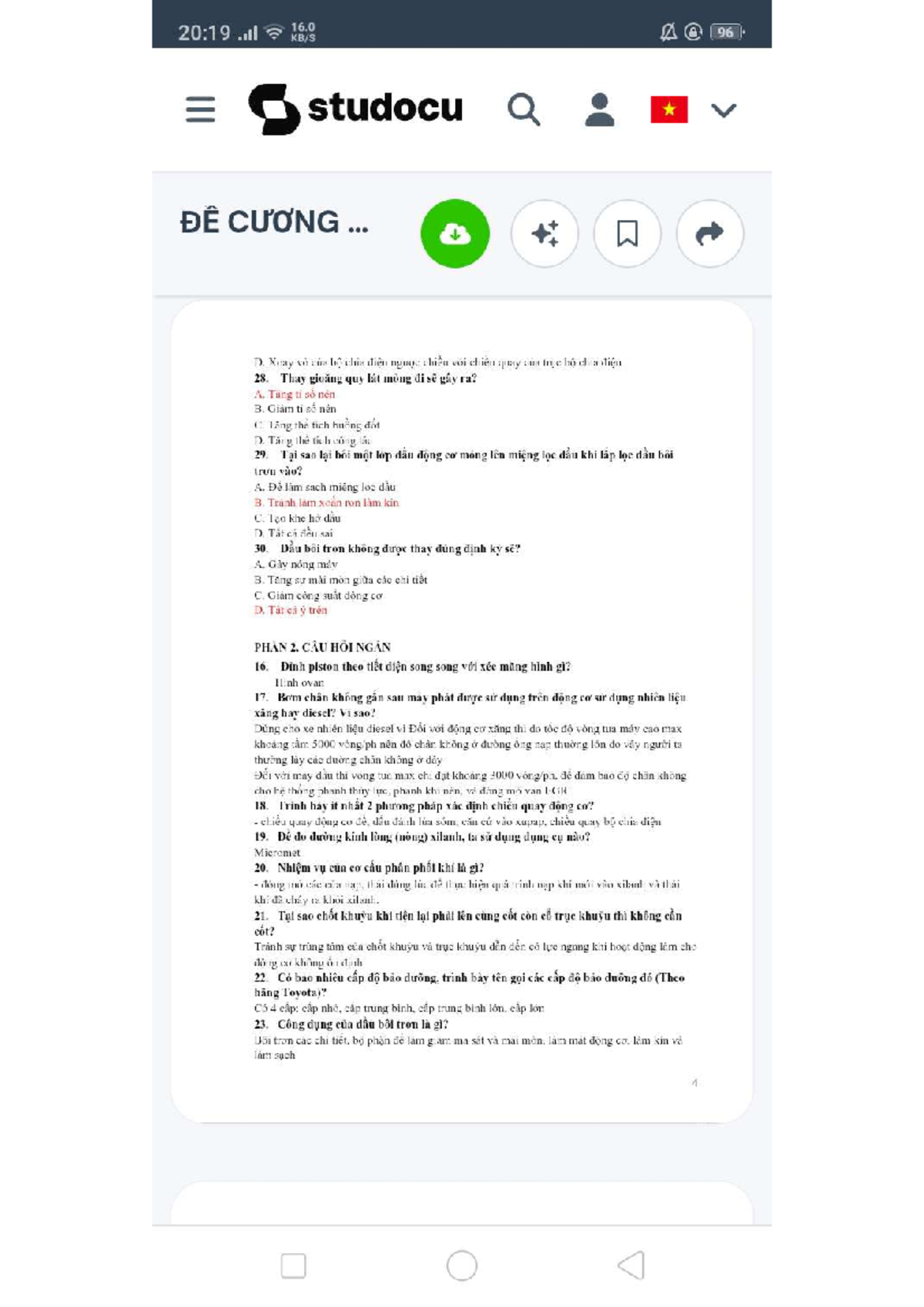 20:19 16.0 96 - Câu Hỏi Ôn Tập Về Bô Chia Điện và Động Cơ - Studocu