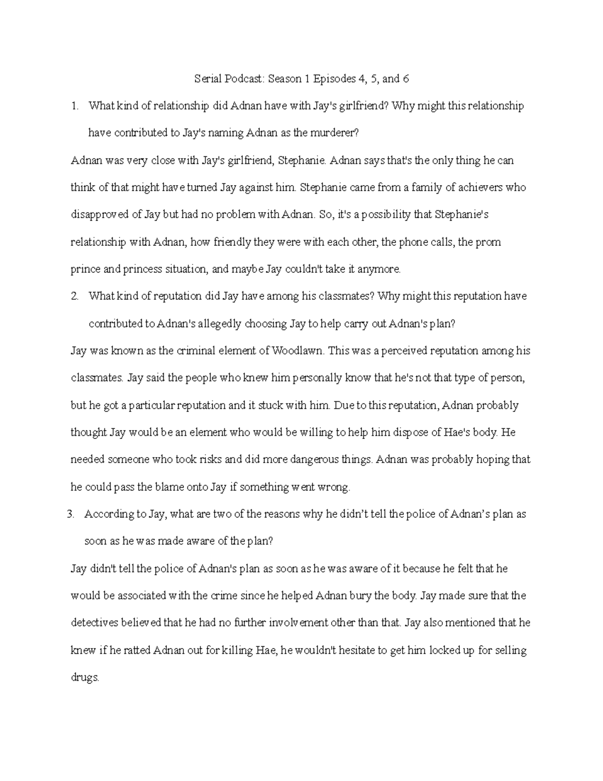 Serial Season 1: Episodes 4, 5, 6 - Serial Podcast: Season 1 Episodes 4 ...