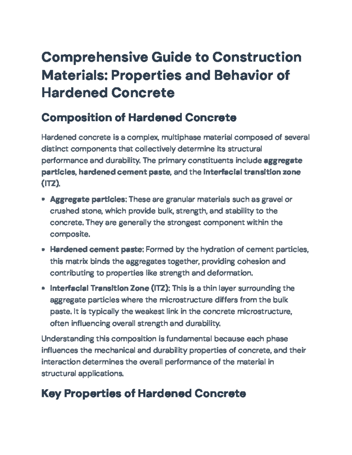 Comprehensive Guide to Construction Materials: Properties of Hardened Concrete - Studocu