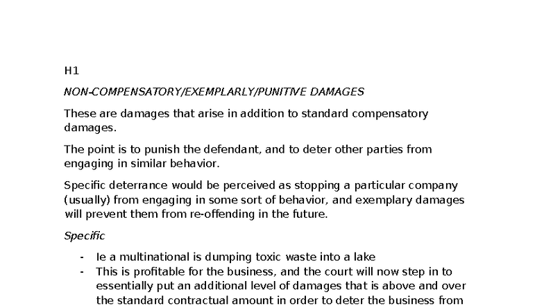 Contract 2 W10 Lecture Notes: Understanding Damages and Liability - Studocu
