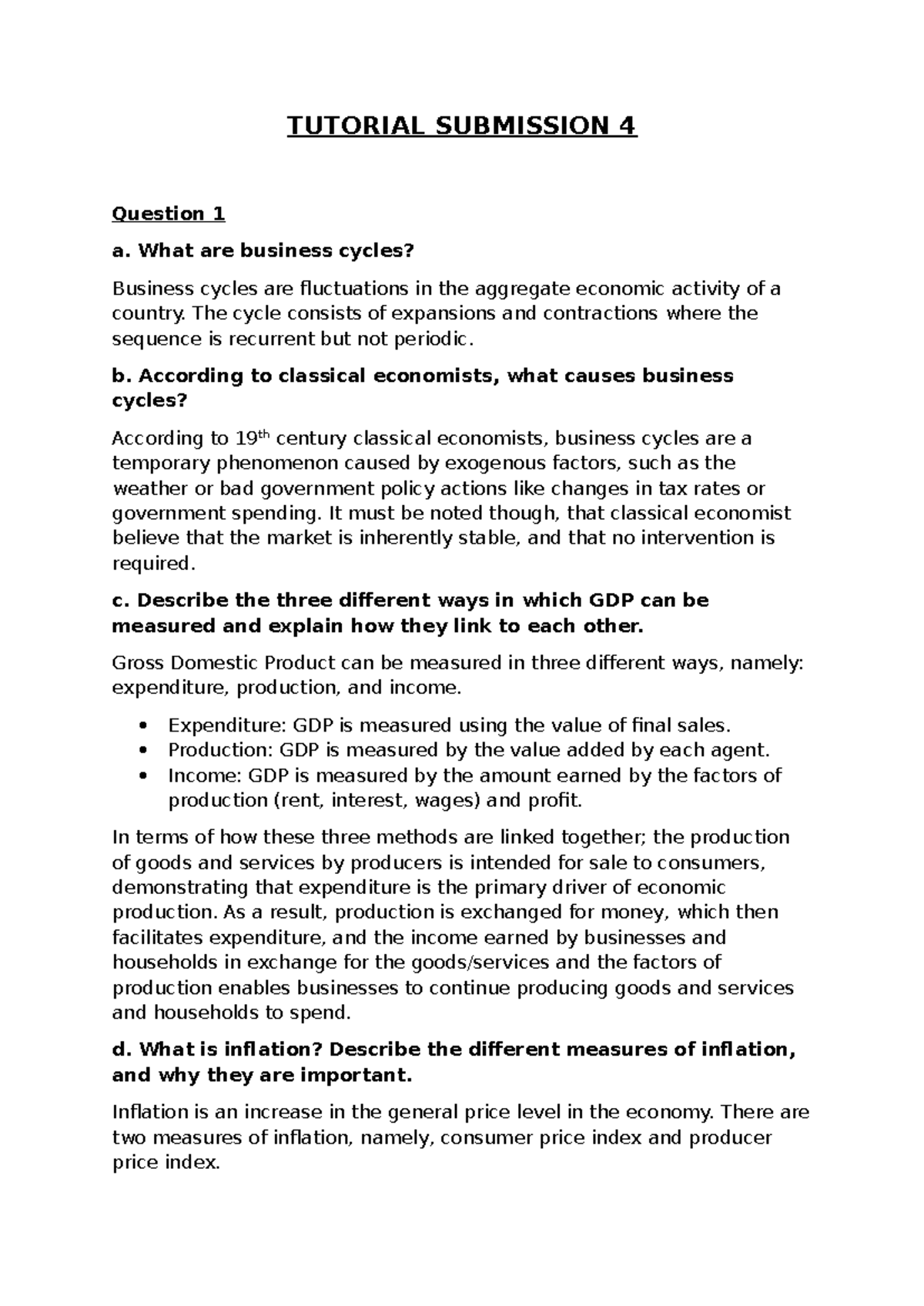 Tutorial 4 Submission: Business Cycles, GDP, Inflation & Economic ...