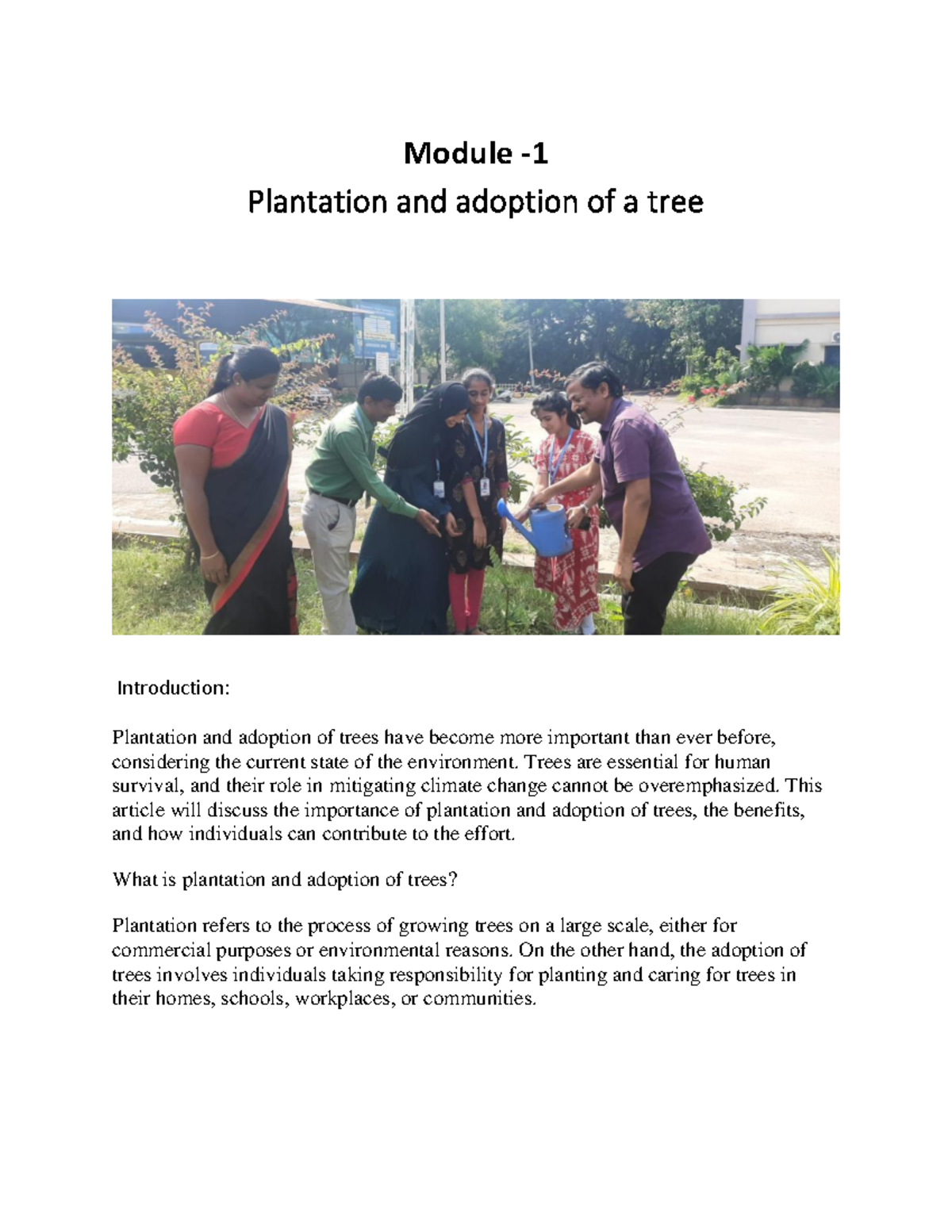 Chinnu 1 - Activities - Module - Plantation and adoption of a tree ...