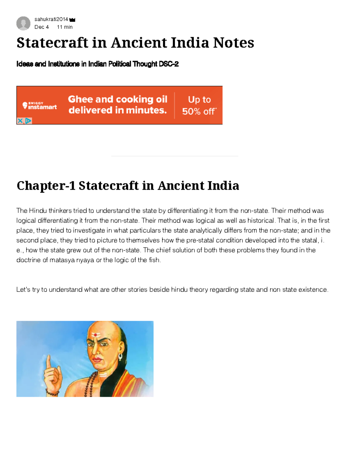DSC- Ideas and Institutions: Statecraft in Ancient India Notes - Studocu