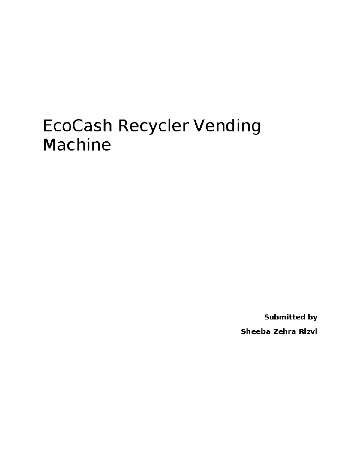 EcoCash Recycler Vending Machine Strategy - MBA - Studocu