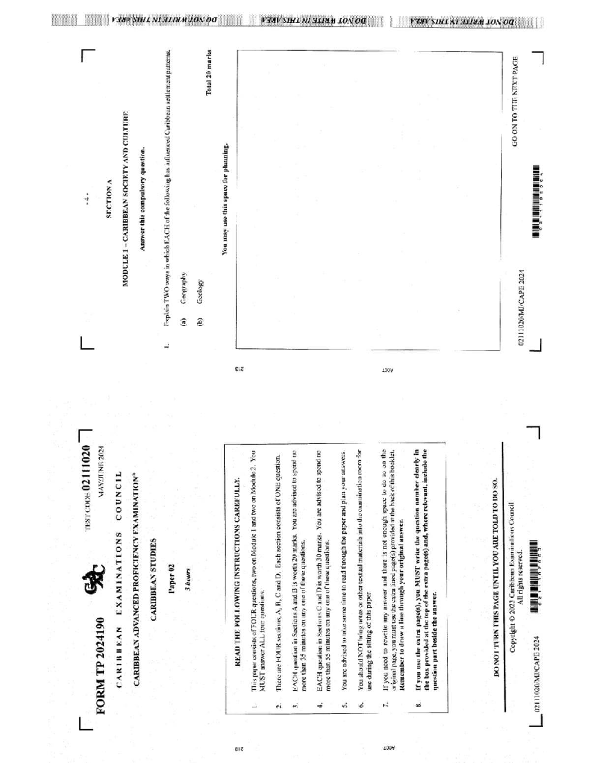 Caribb STUD P2 2011 - CXC Proficiency Exam Past Paper Analysis - Studocu