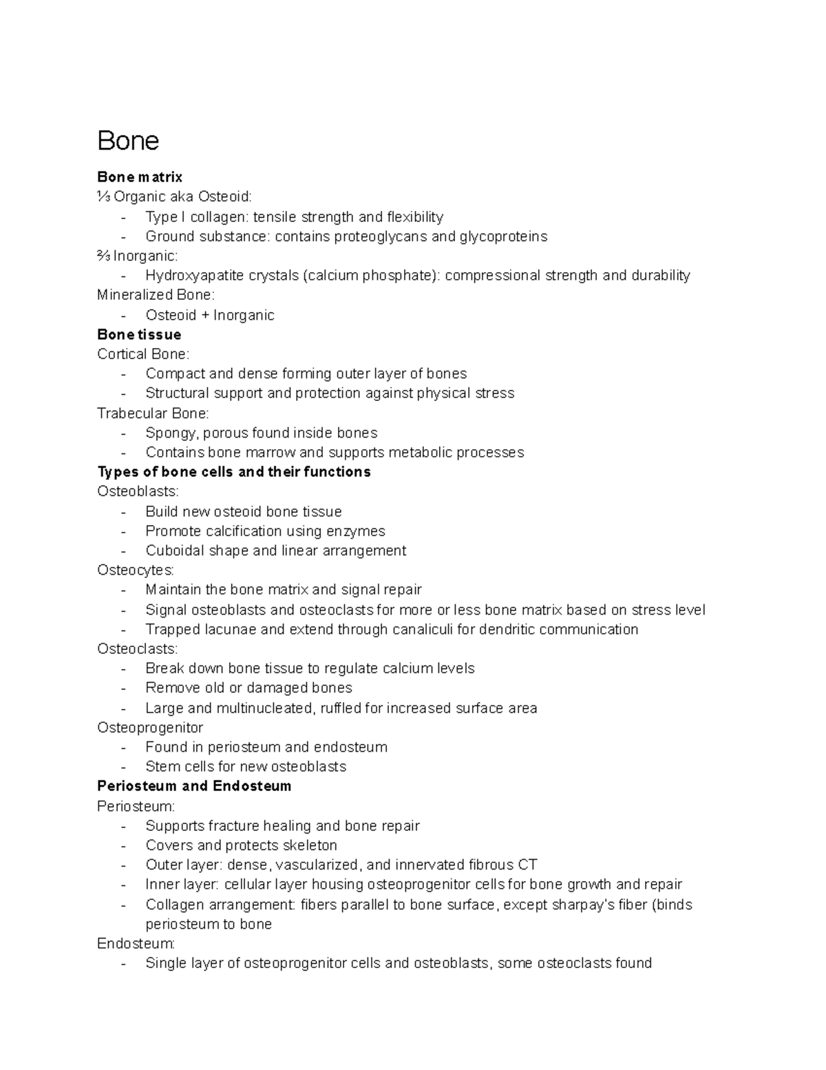 Anatomy Exam 2 Study Guide: Bone and Nervous Tissue Overview - Bone ...