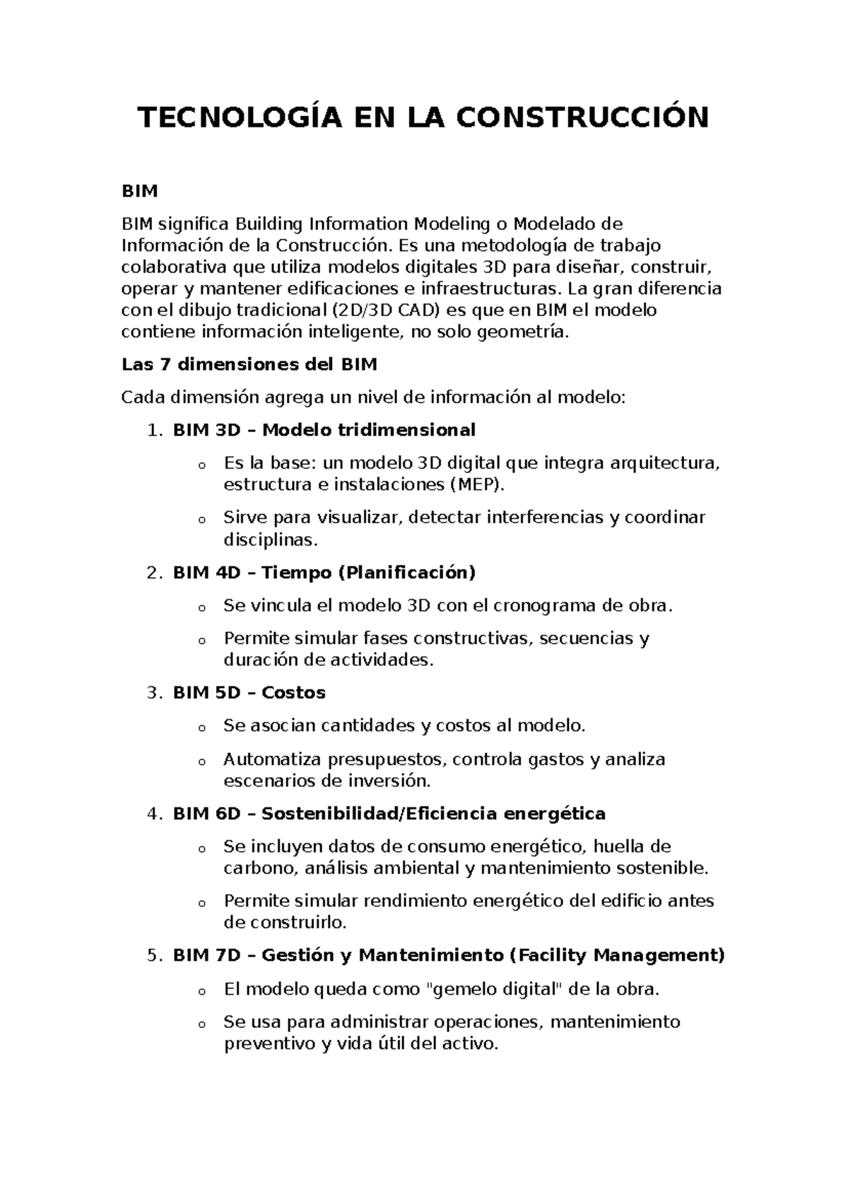 TEC 101: Introducción al Modelado de Información en Construcción BIM - Studocu