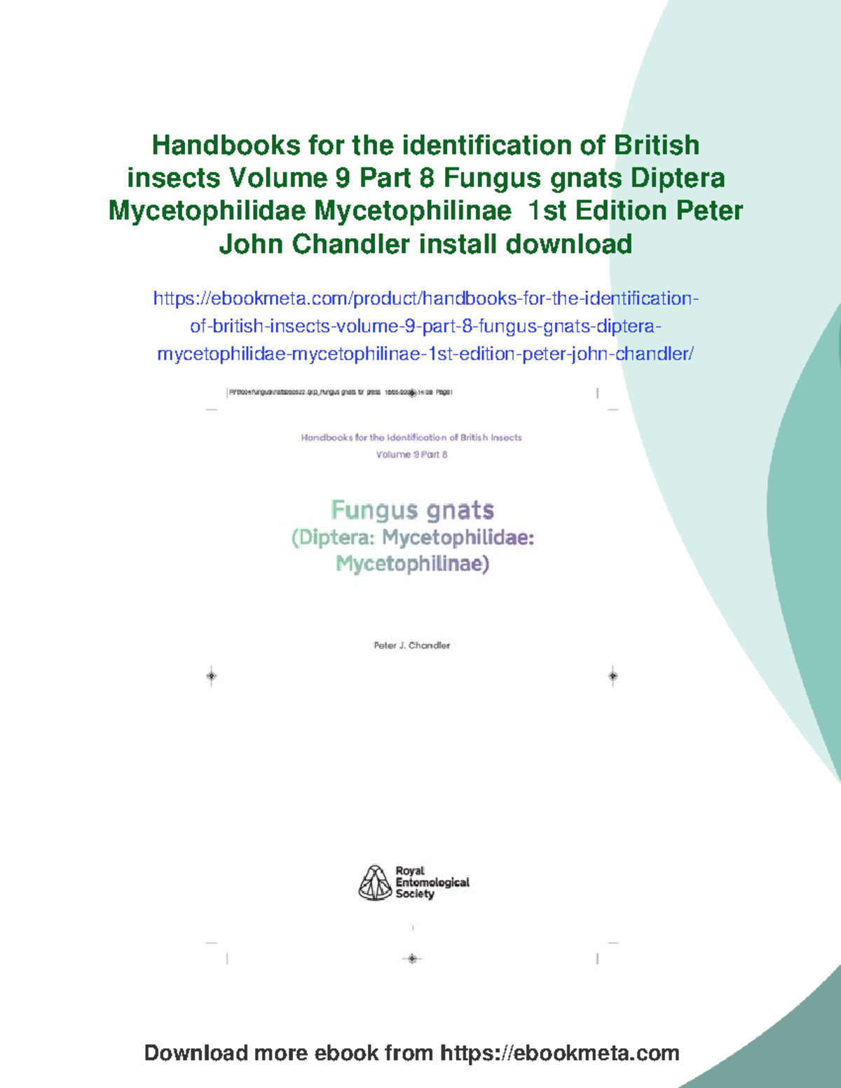 Handbook for Identification of British Insects: Fungus Gnats (Vol 9, Pt ...