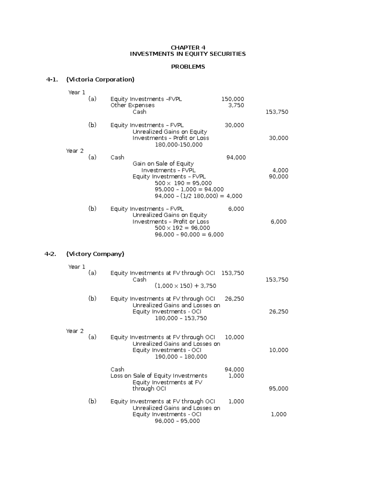 Chapter 4 - Investment in Equity Securities Answer Key - Studocu