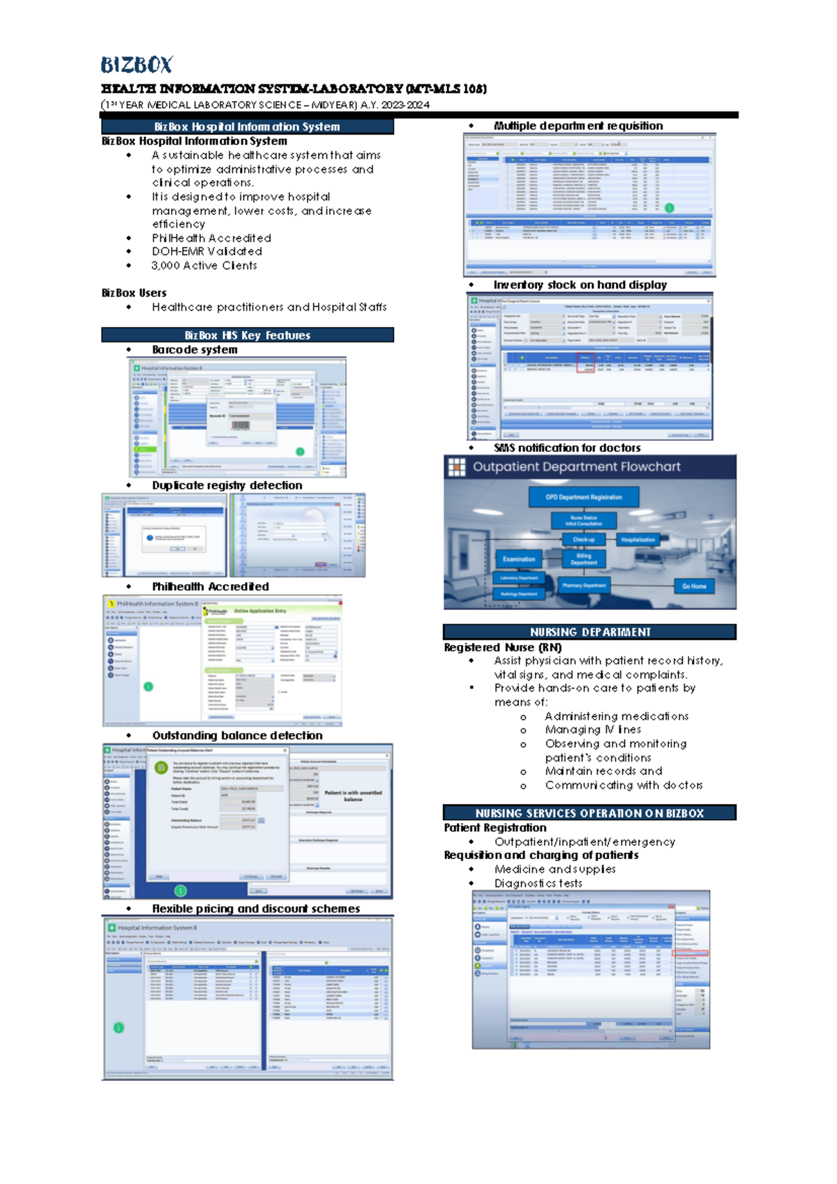 MT-MLS 103 Midyear Lab Guide on BizBox Health Information System - Studocu