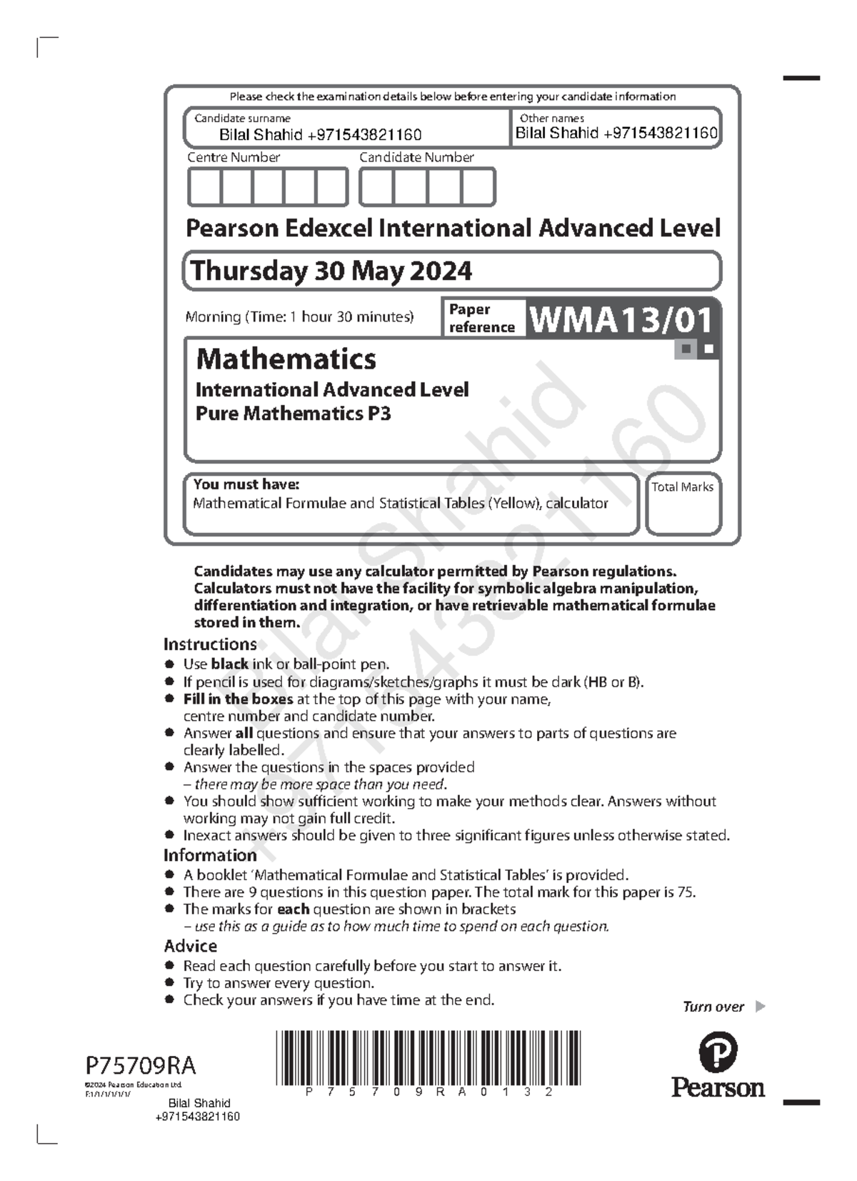 Mathematics I-AL P3 June 2024 Exam Paper - Pure Mathematics - Studocu