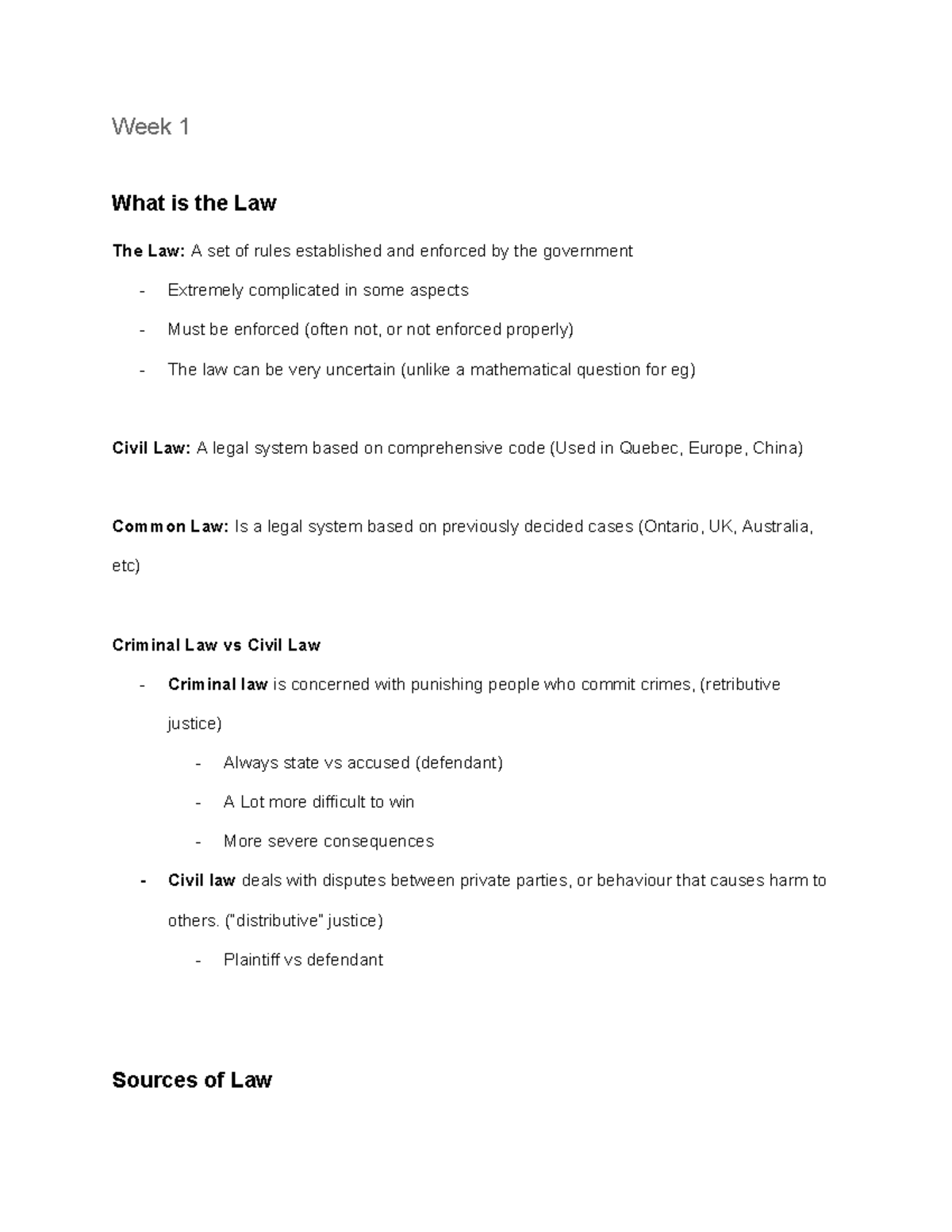 MOS 2275 Final - Week 1 What is the Law The Law: A set of rules ...
