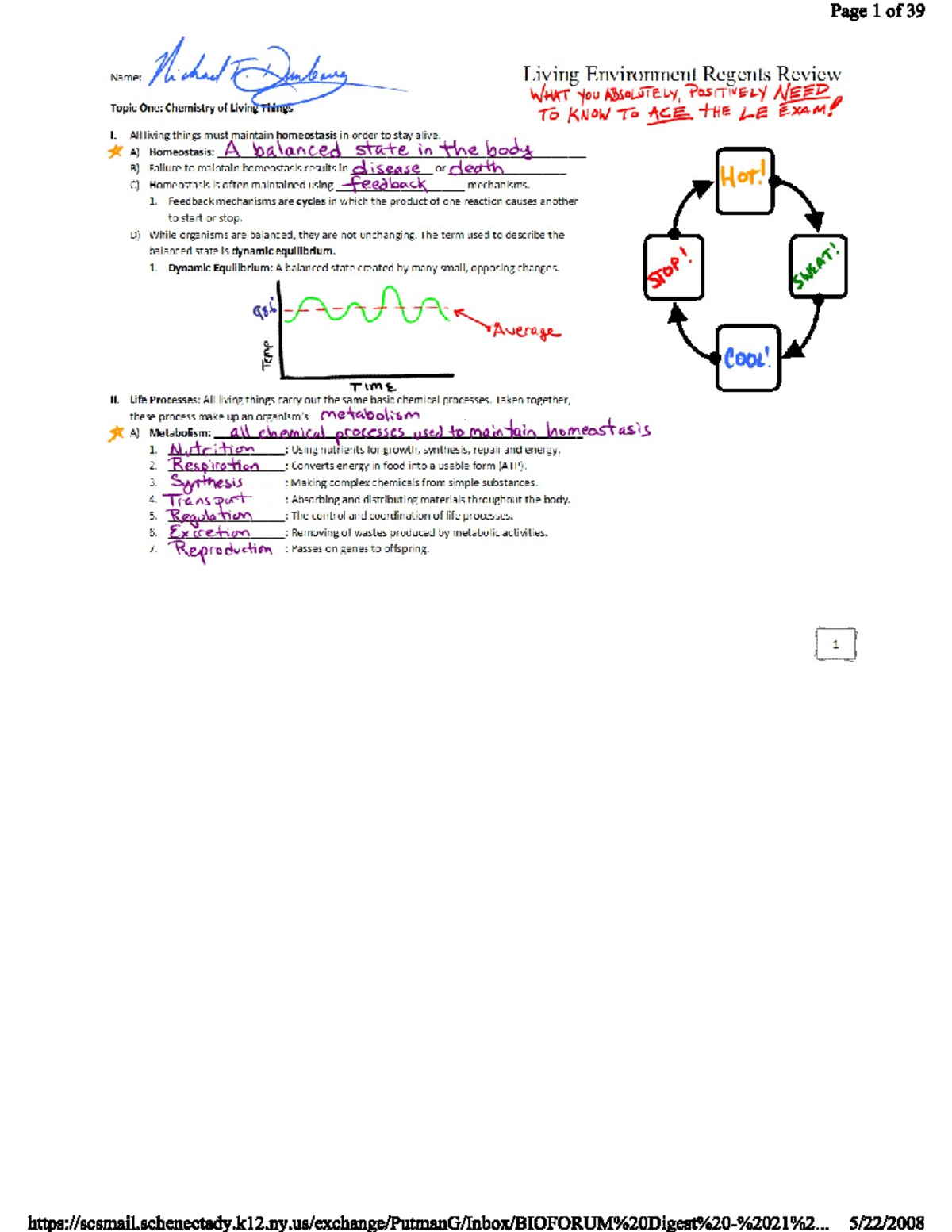 Living Environment Regents Review: Key Concepts for ELM101 Exam - Studocu