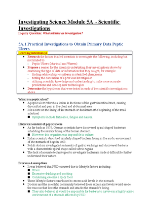 Investigating notes - Module 5: Scientific Investigations The ...