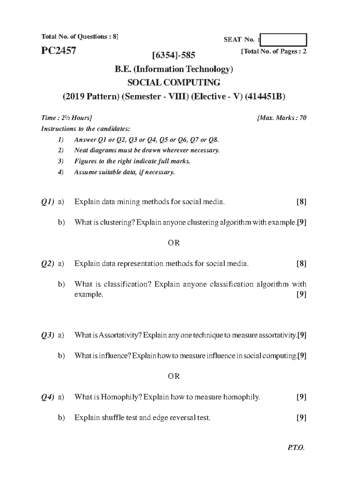 SC 414451B - Social Computing Elective V Question Paper (Nov 2024 ...