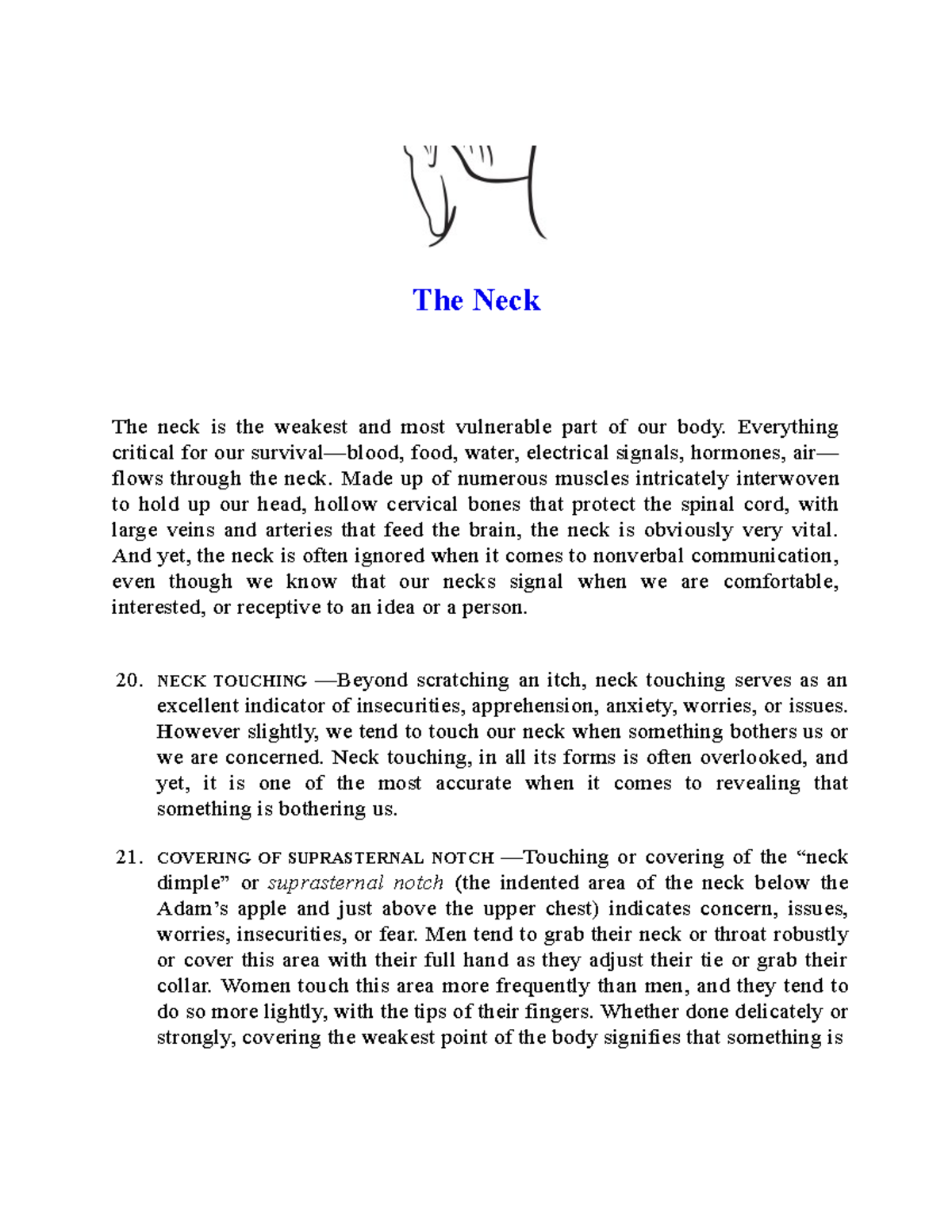 The Neck - The Dictionary of Body Language in Criminology - The Neck ...