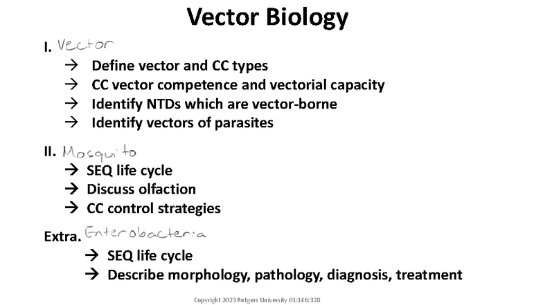 Vector Biology I: Understanding Vectors, Life Cycles, and Control ...