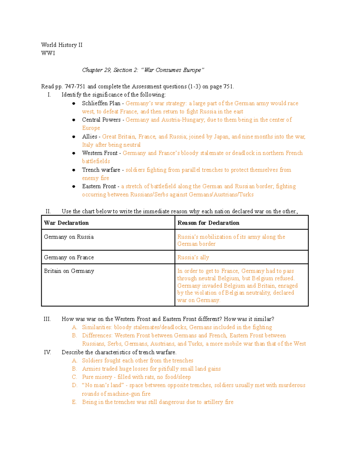 World History II - 29.2 Notes: War Consumes Europe in WWI - Studocu