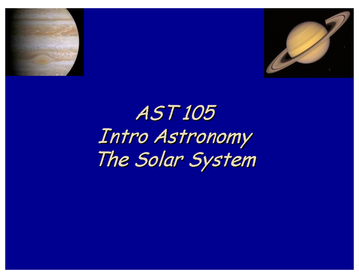 AST 105 Lecture 20: Compositional & Density Differences of Jovian ...