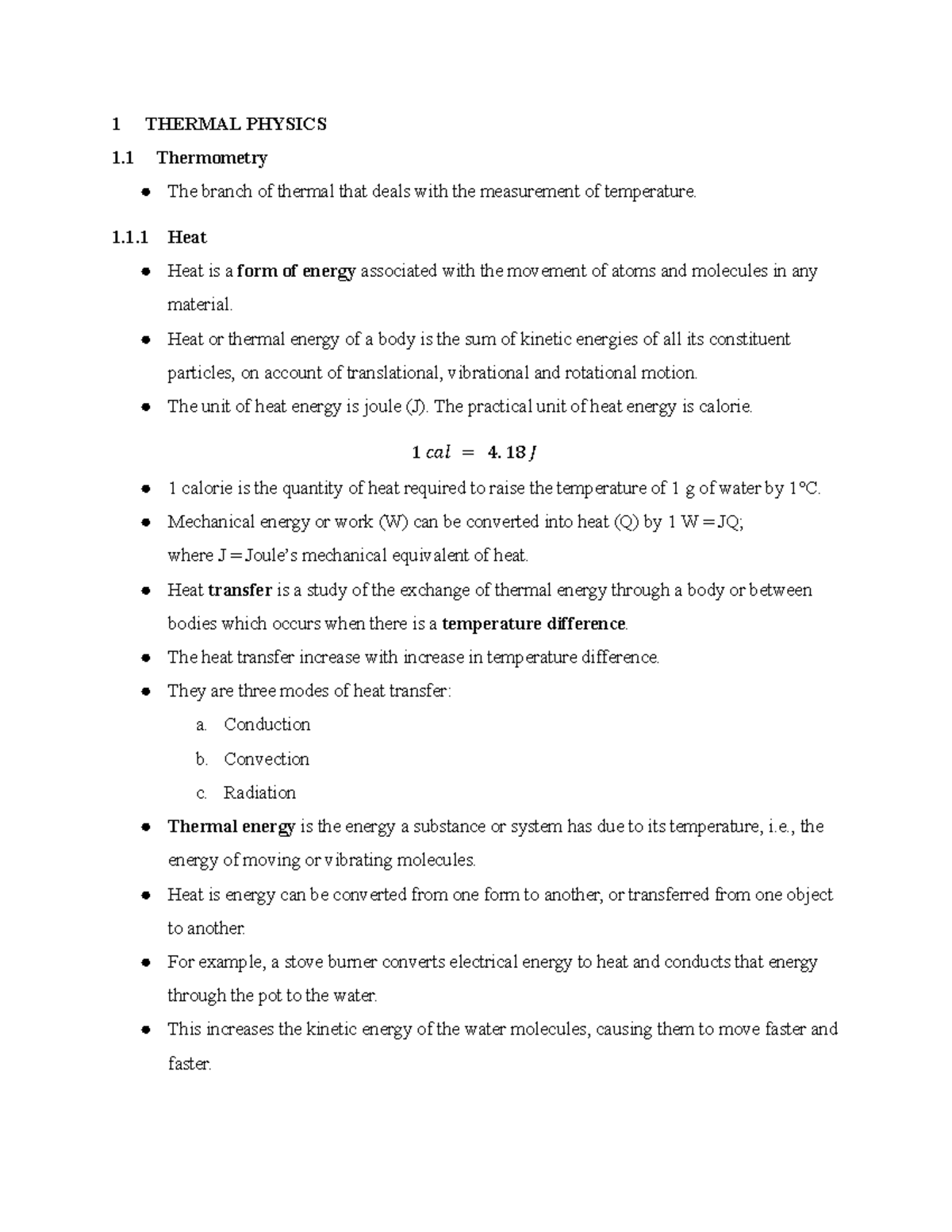 Thermal Physics 101 - Comprehensive Notes on Heat & Temperature - Studocu