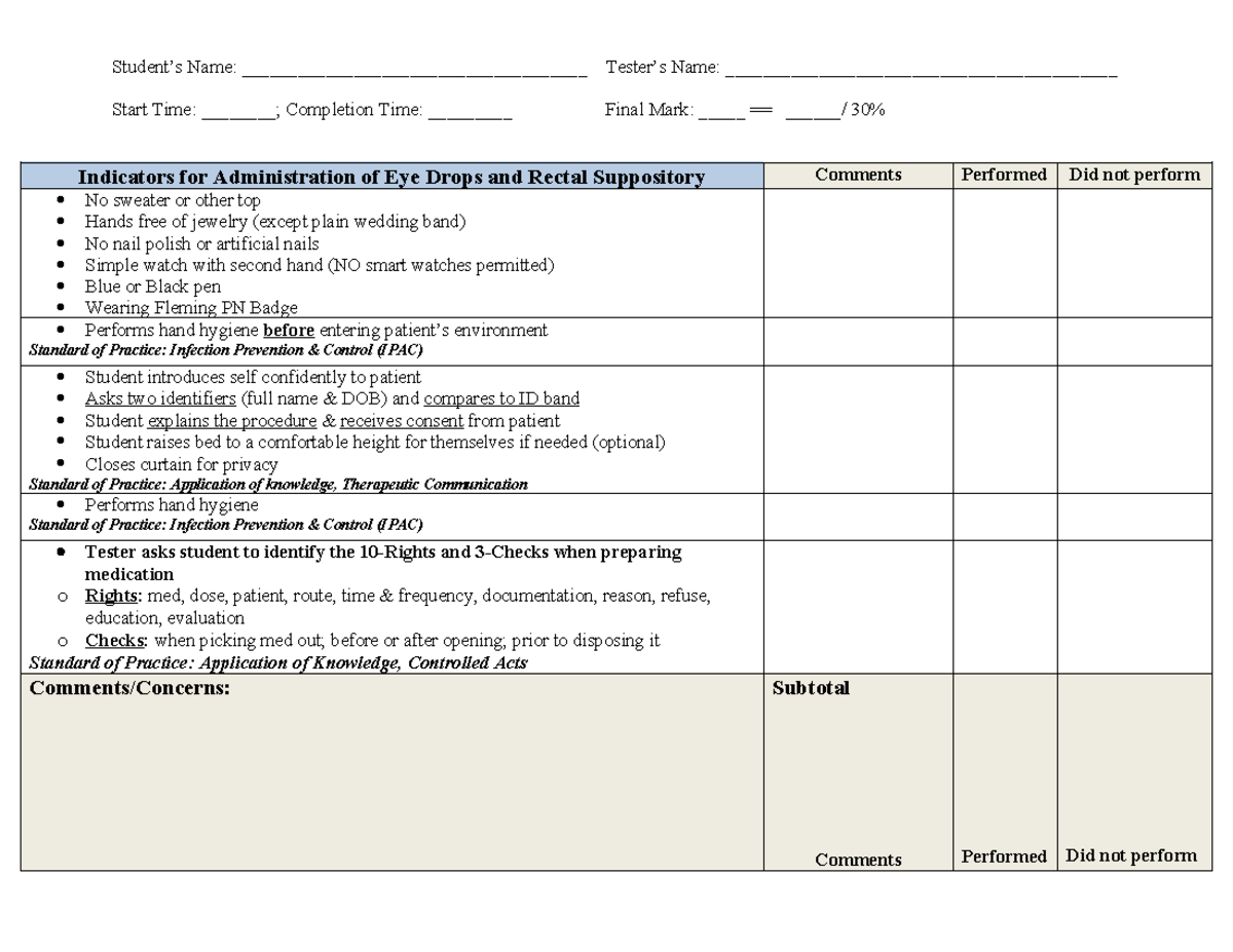 NRSG 246 Final Practicum: Administering Eye Drops & Rectal Suppository ...