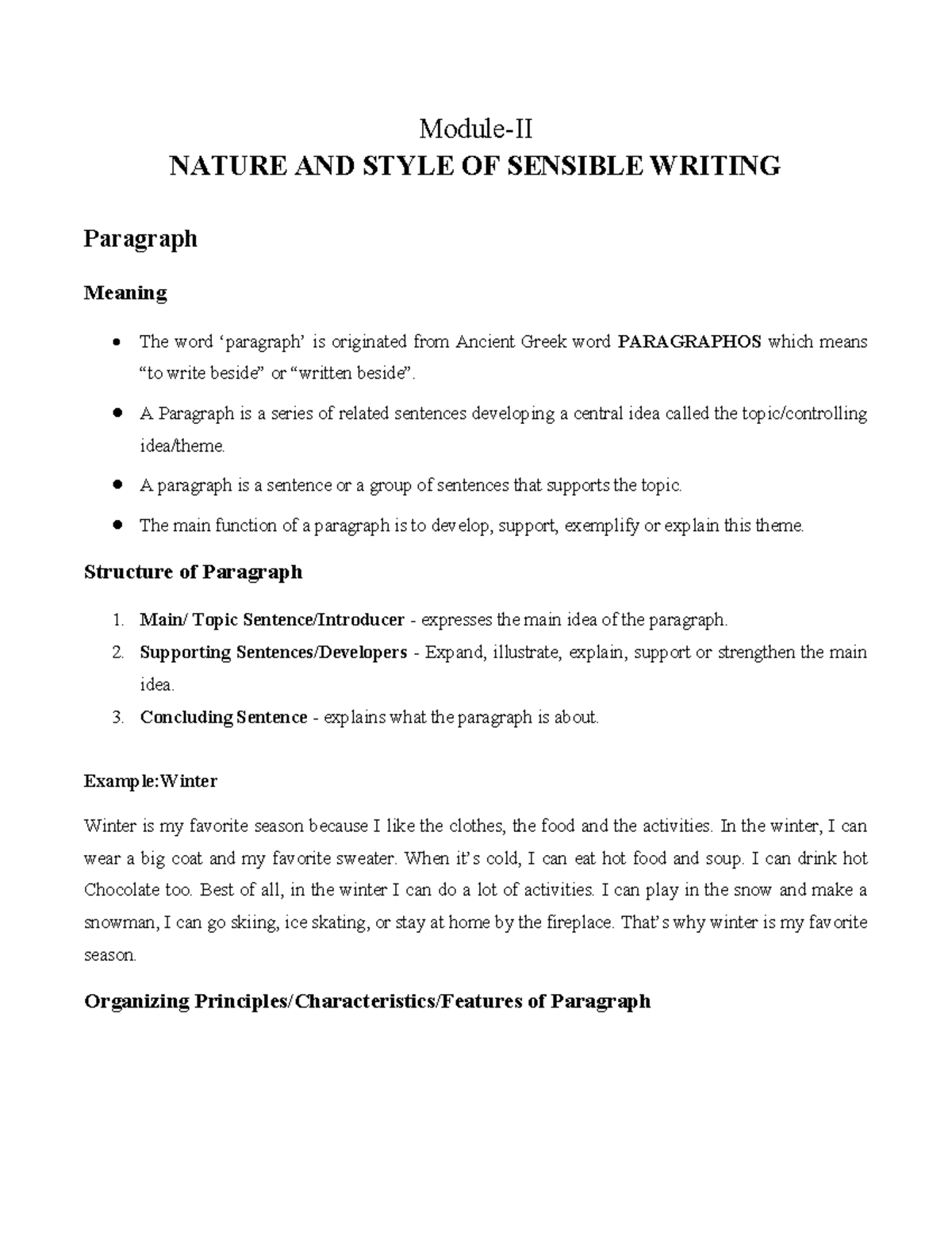 Module-II: Understanding the Nature and Style of Sensible Writing - Studocu