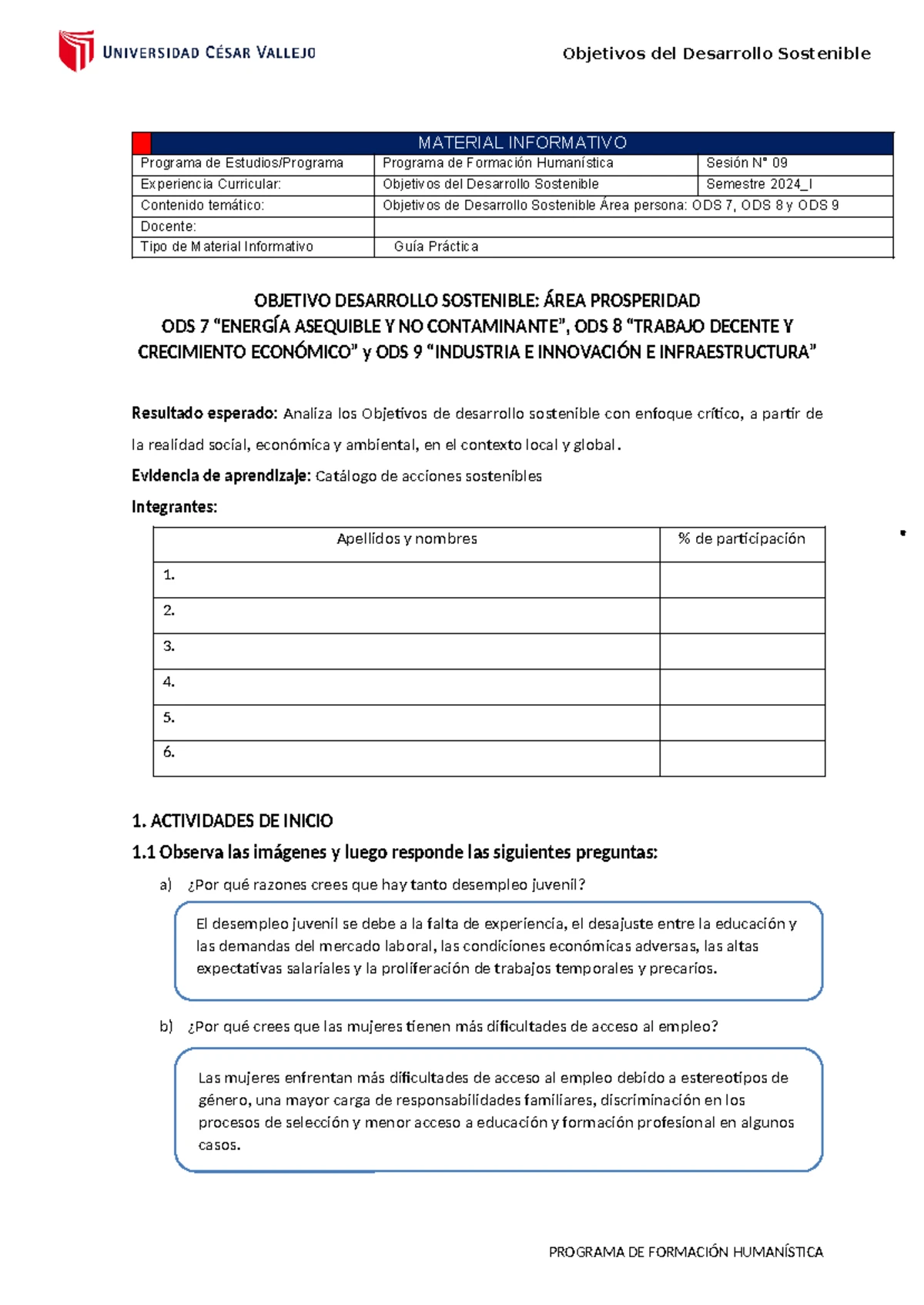 Guía Práctica N° 08: Análisis de ODS 14 y ODS 15 en el Contexto Local - Studocu