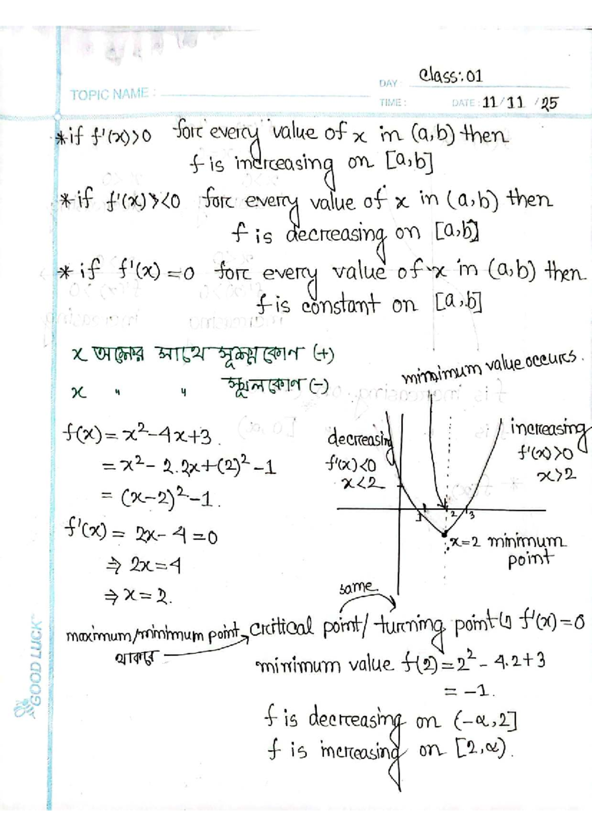 Math 301621: Critical Points and Concavity Analysis Notes - Studocu