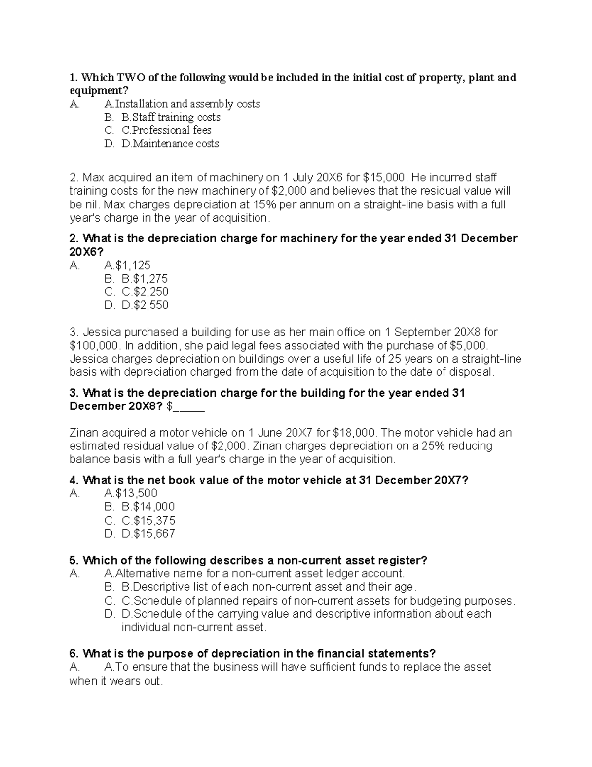 Tangible Non-Current Assets Overview and Depreciation VHVL - Studocu