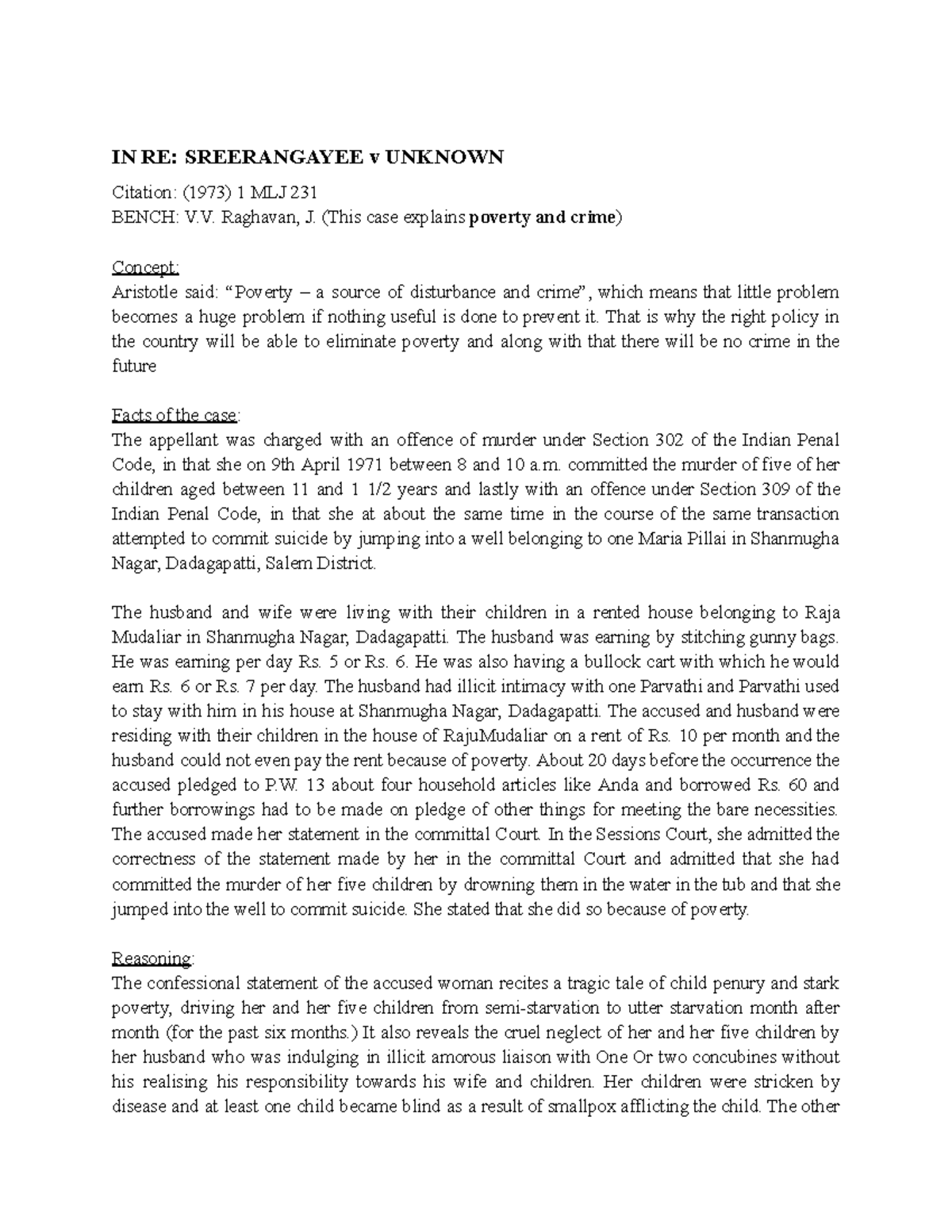 LAW 101: Cases Examining Poverty and Crime Dynamics - Studocu