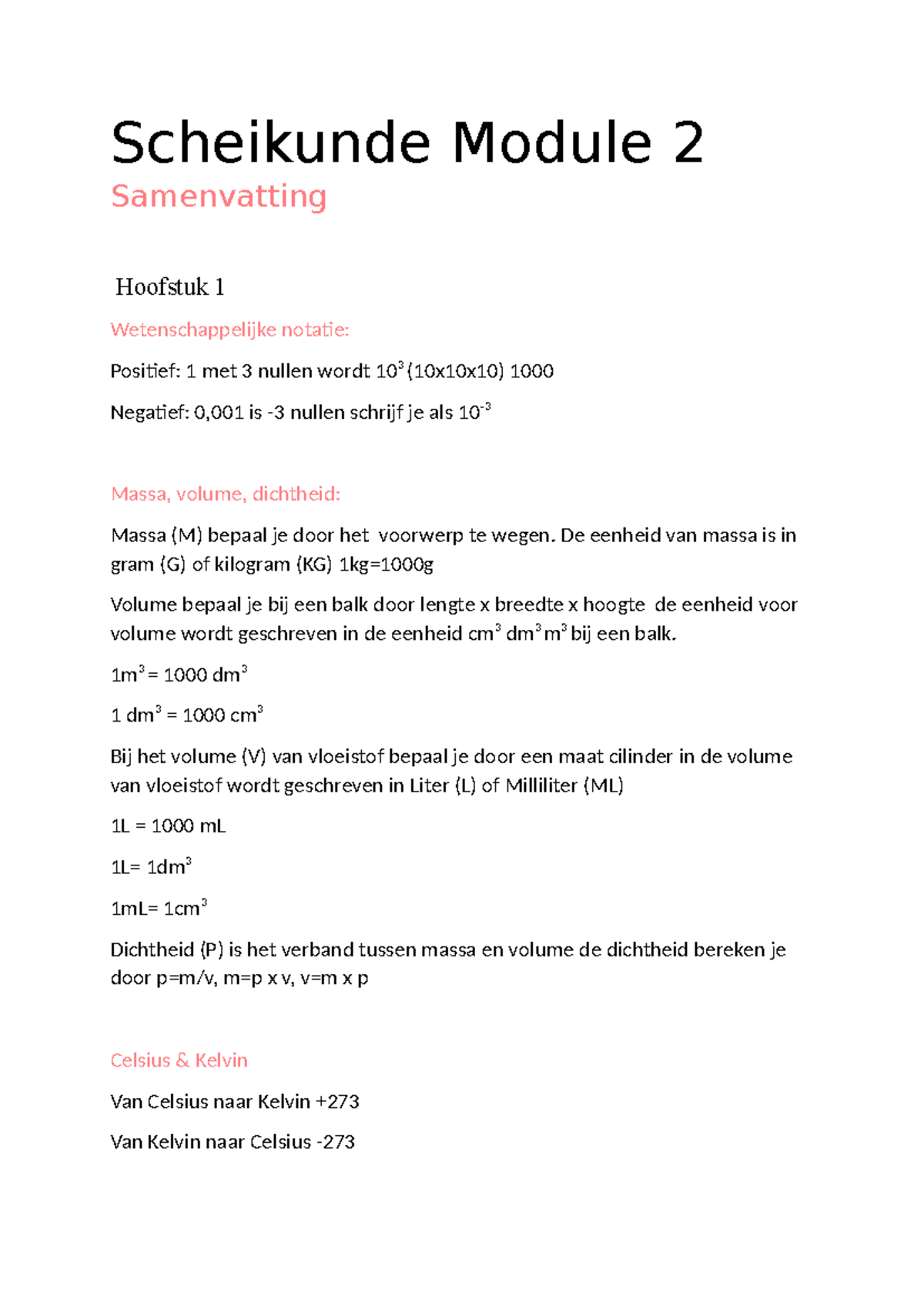Scheikunde Samenvatting Module 2: Hoofdpunten en Formules - Studeersnel