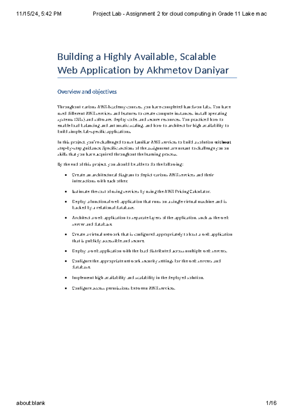 Lab 1 - Building a Scalable, Highly Available Web App on AWS - Studocu