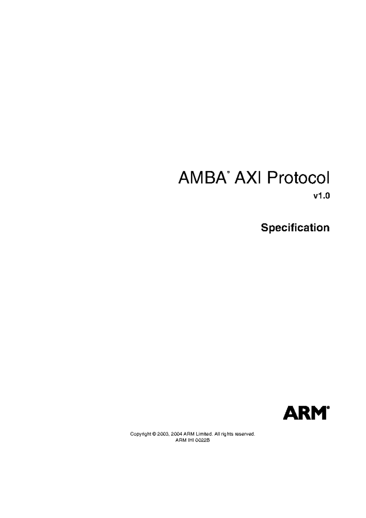 AMBA AXI Protocol v1.0 Specification Overview and Key Features - Studocu