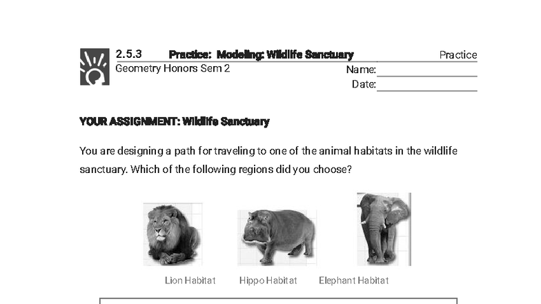 2.5.3 Practice: Modeling Wildlife Sanctuary Geometry Assignment - Studocu