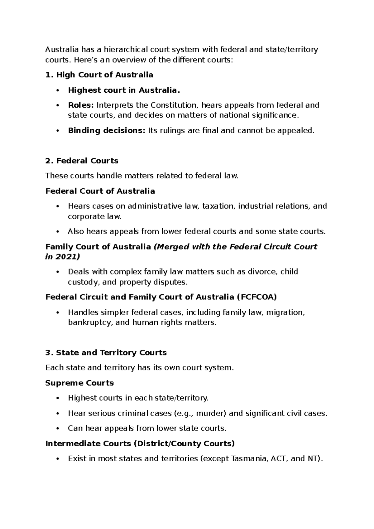 Overview of Australia's Hierarchical Court System: Federal & State ...