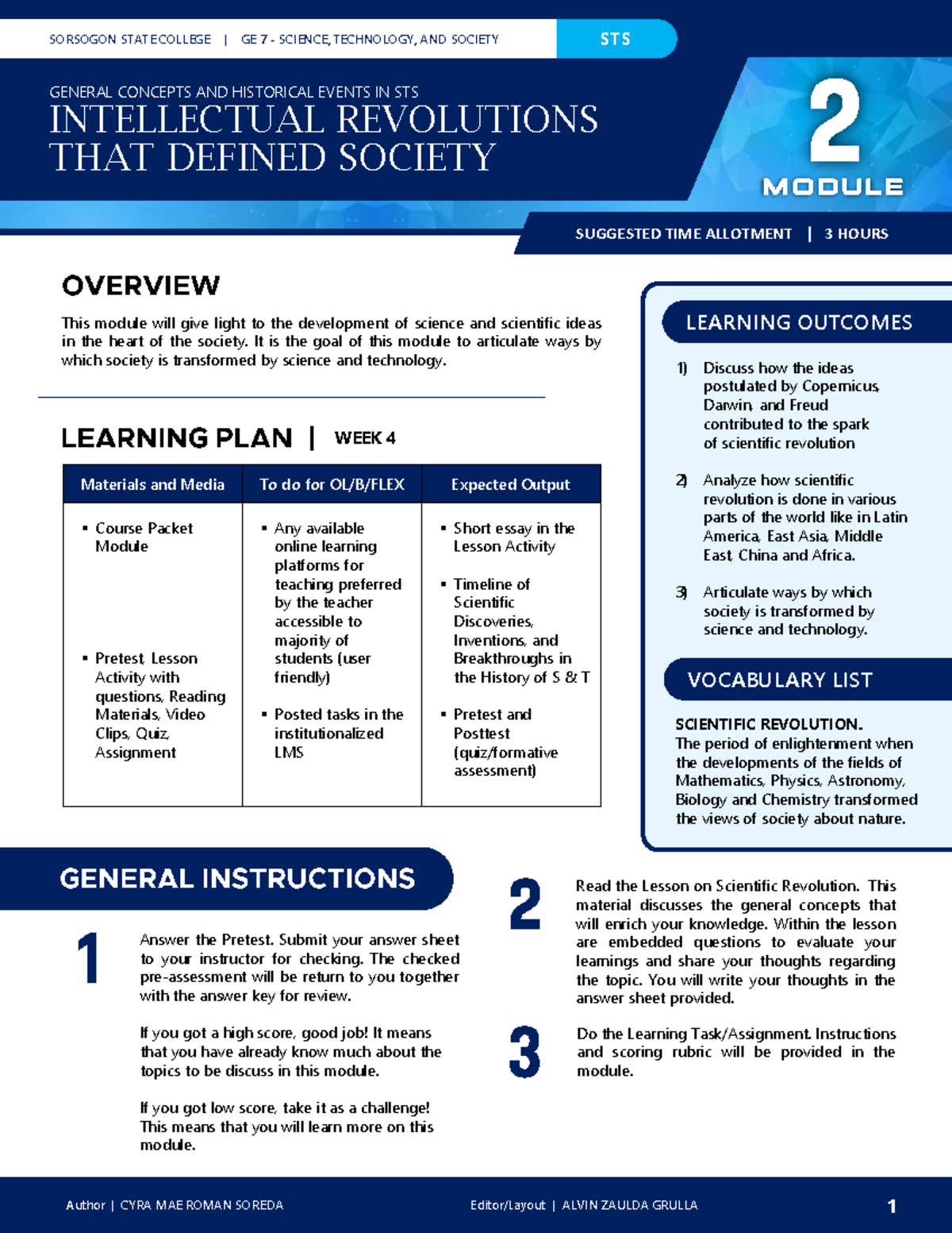 GE 7 STS Module 2: Scientific Revolutions and Societal Transformations ...