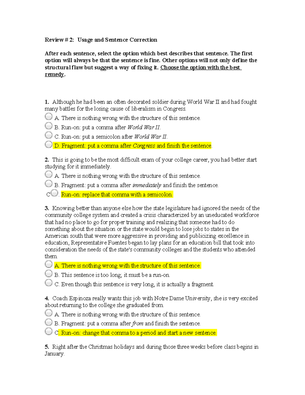 Make-up Review #2: Sentence Correction Practice - Paloma Feb 13 - Studocu
