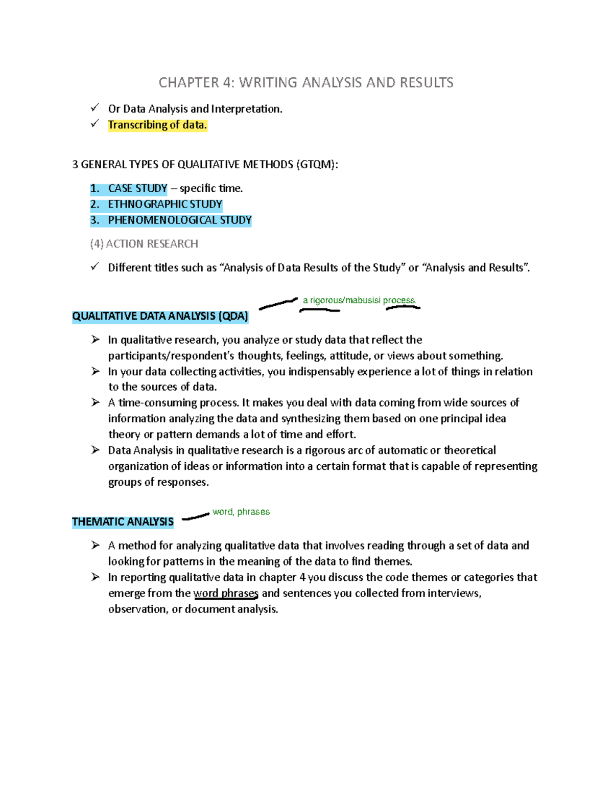 CHAPTER 4: QUALITATIVE DATA ANALYSIS & RESULTS (GEN ED) - Studocu