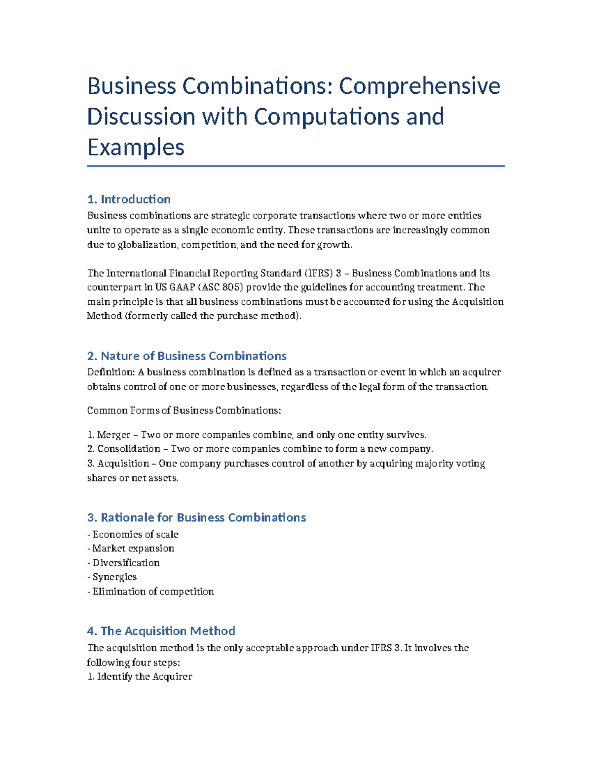Business Combinations: In-Depth Analysis & Computations - Studocu