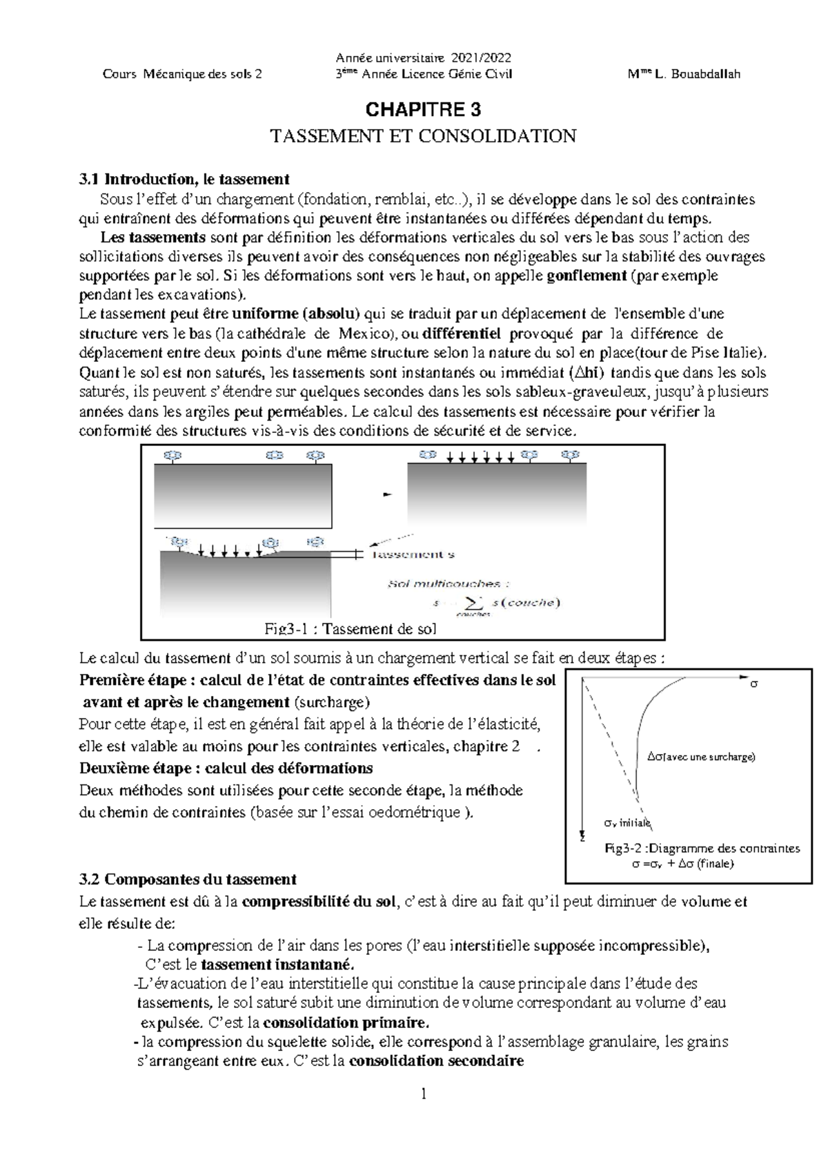 Chapitre 3 : Tassement et Consolidation - Cours Mécanique des Sols 2 ...