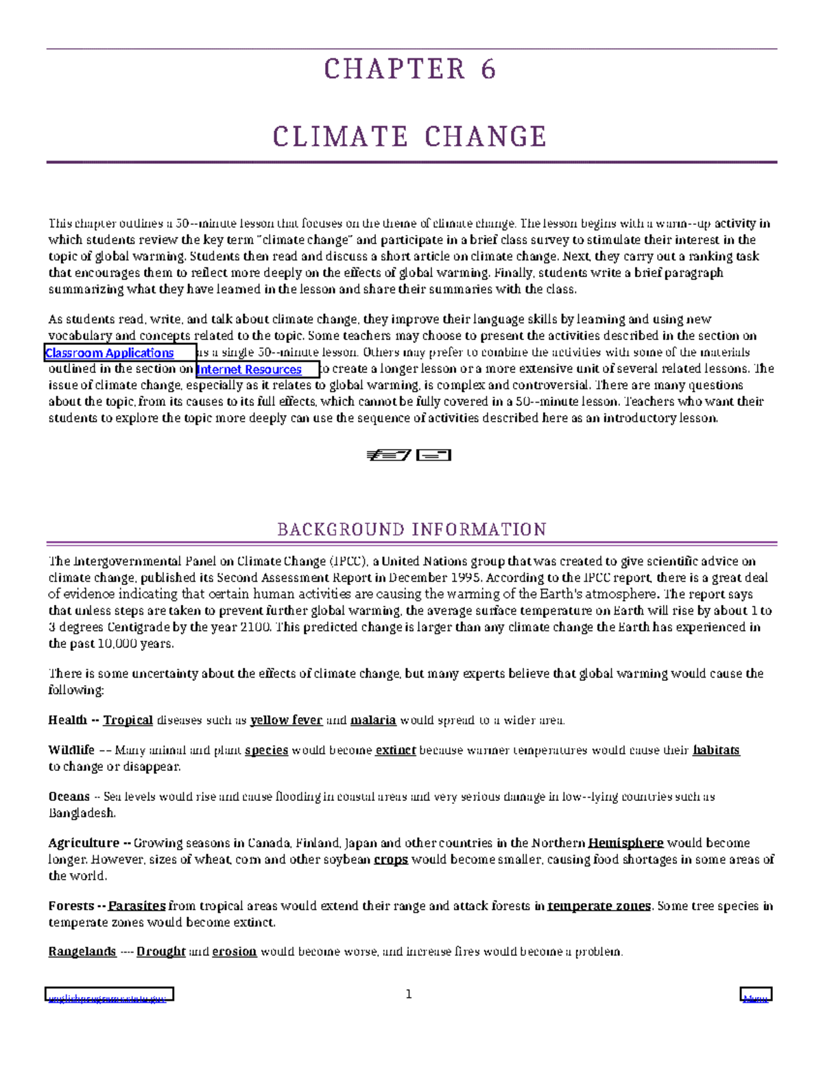 Environmental education ch6 - Internet Resources Classroom Applications ...