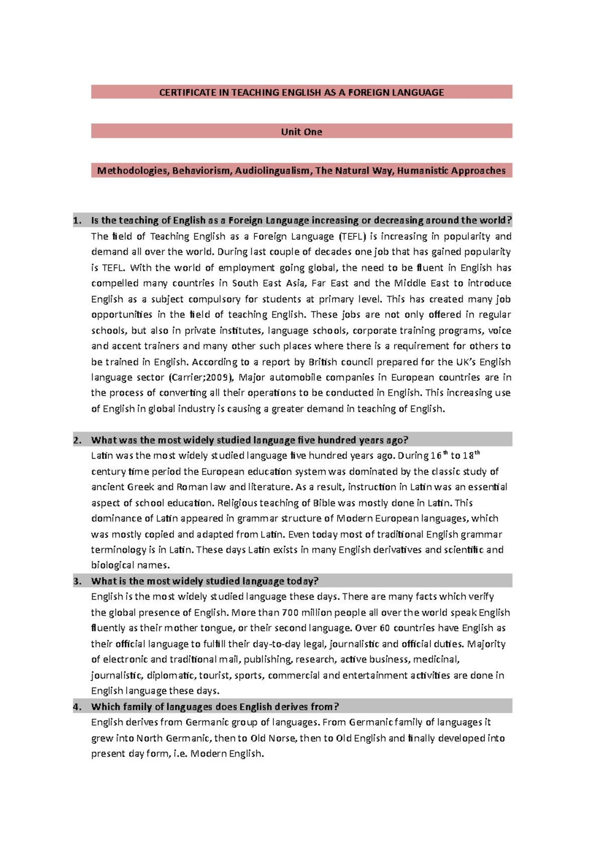 120-hour tefl certification course-answers to units 1 to 12 ...