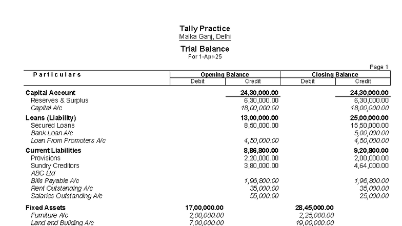 Tally Practice - Trial Balance & Financial Statements (Delhi) - Studocu