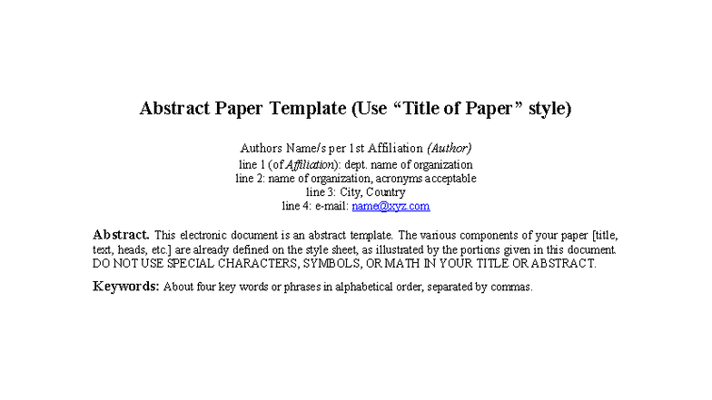 Abstract Paper Template Guidelines for Authors - Studocu